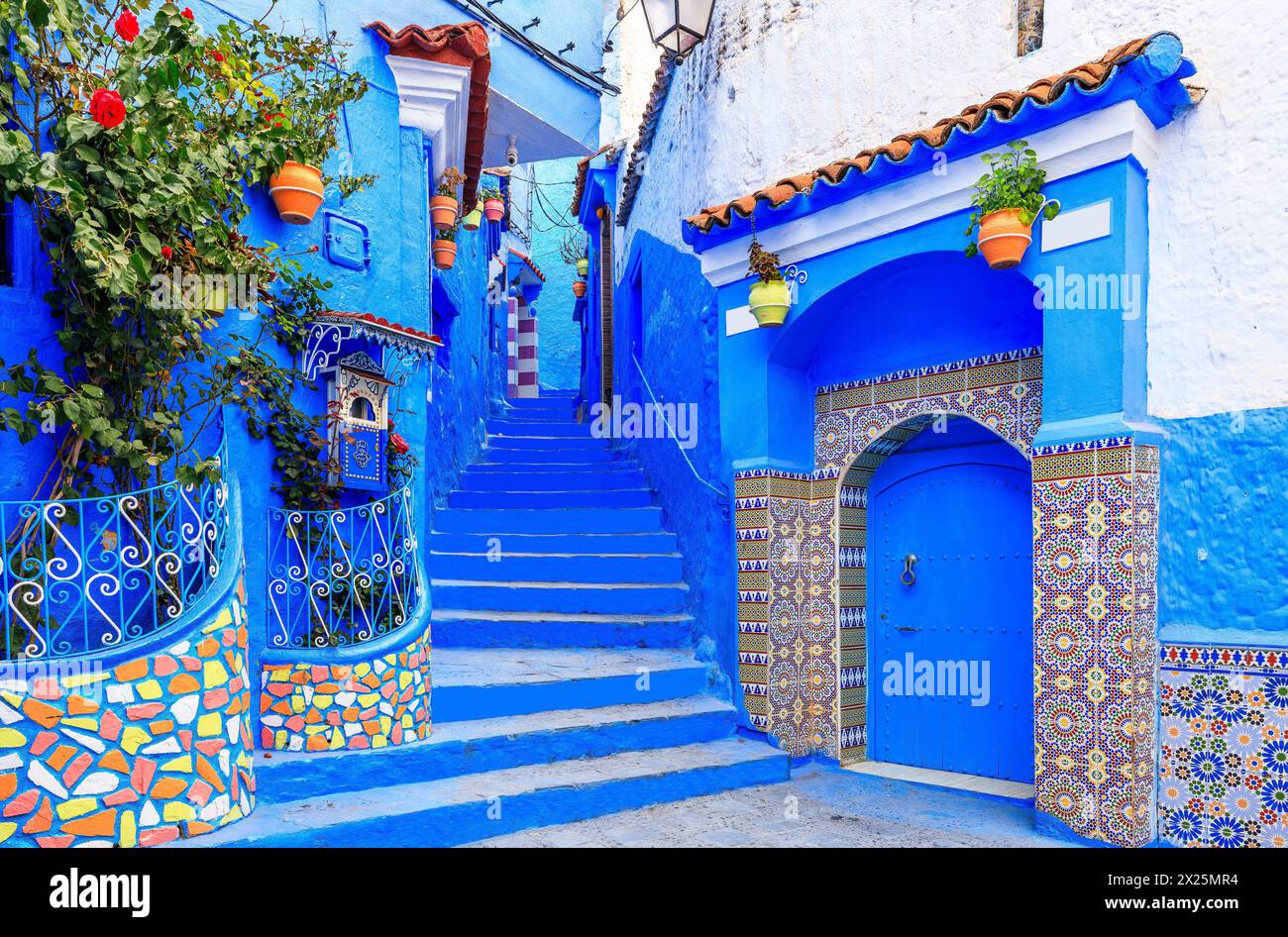 Chefchaouen, Morocco. The old walled city, or medina with its ...