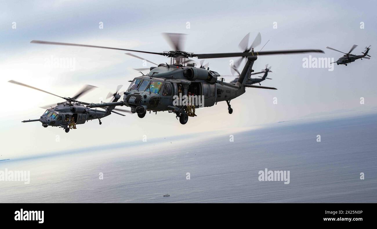 U.S. Air Force HH-60G Pave Hawks assigned to the 33rd Rescue Squadron ...
