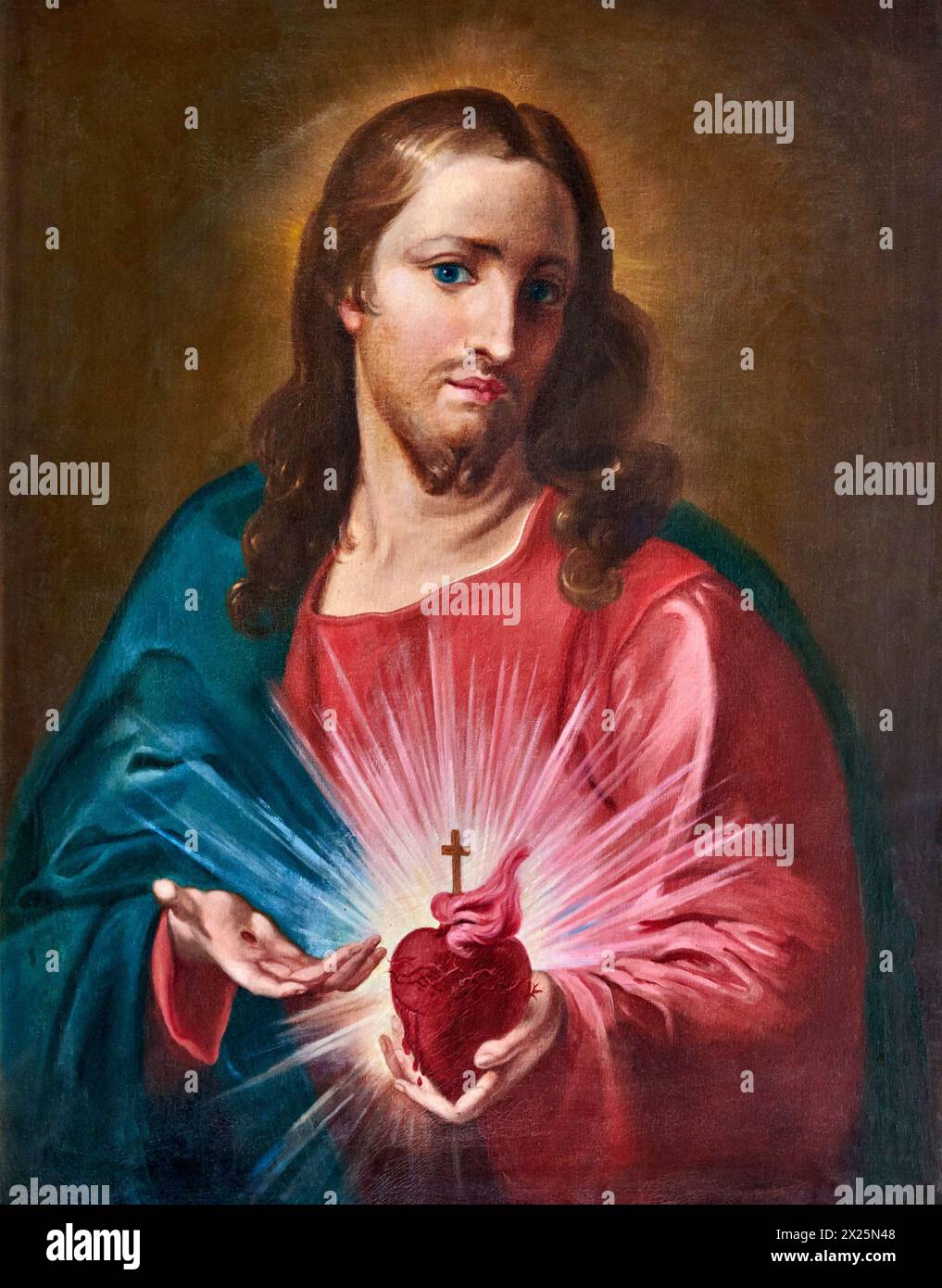 Sacro Cuore di Gesù - olio su tela - pittore toscano del XIX secolo ...