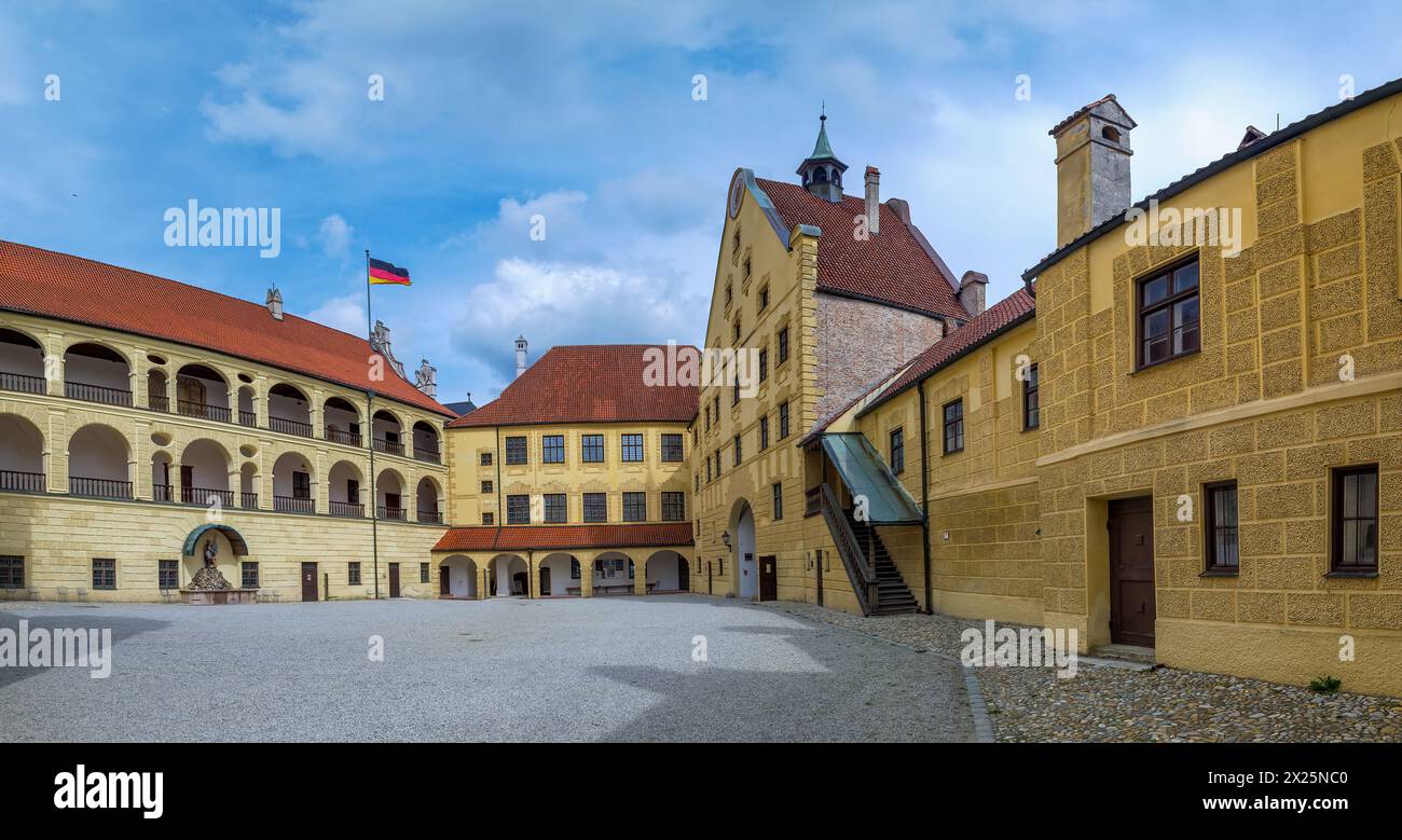 Inner courtyard of the historic Trausnitz Castle in Landshut, Lower ...