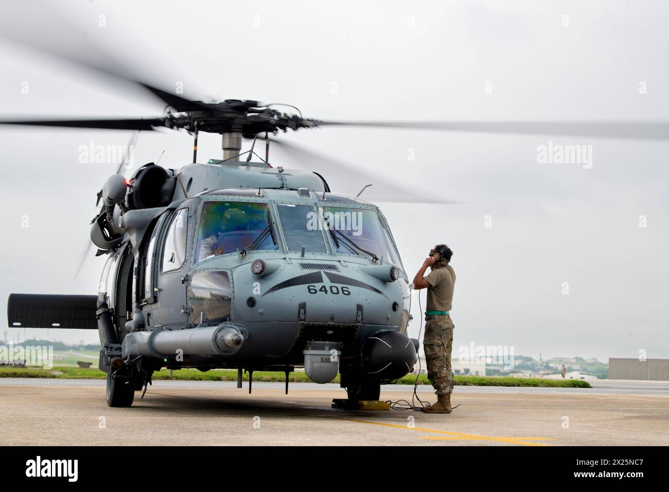 A U.S. Air Force crew chief assigned to the 33rd Helicopter Maintenance ...