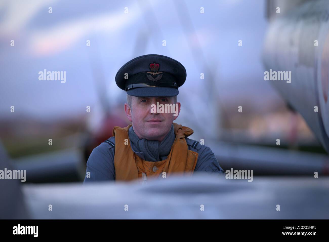 Reenactor role playing RAF Crew during evening/night photoshoot at ...