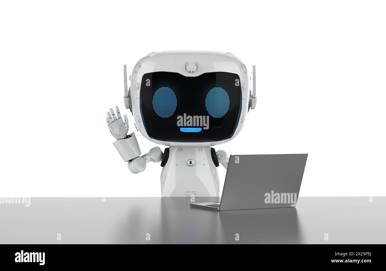 Automation office worker concept with 3d rendering ai personal assistant robot work with ...