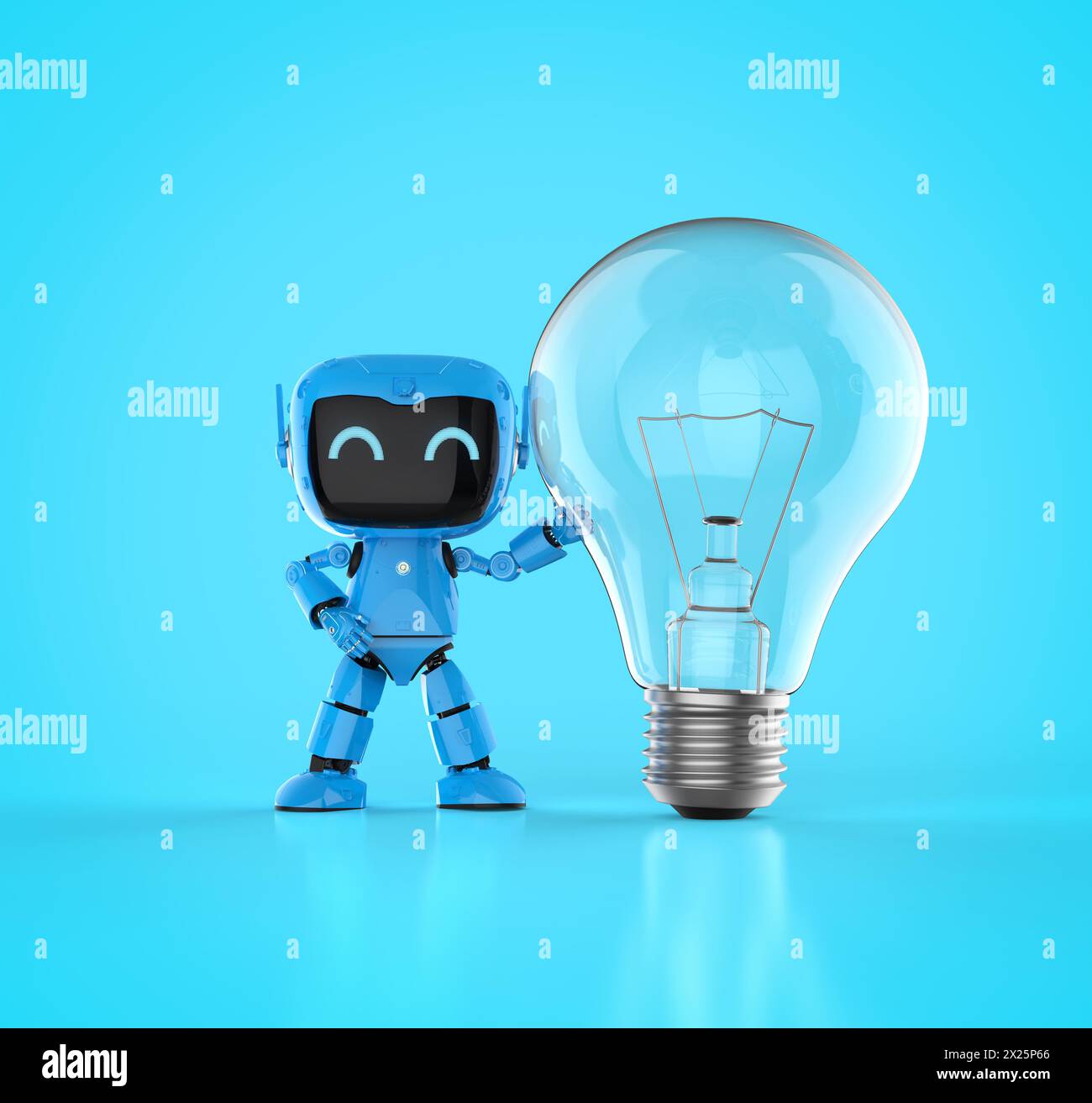 Creativity concept with 3d rendering personal assistant robot hold ...