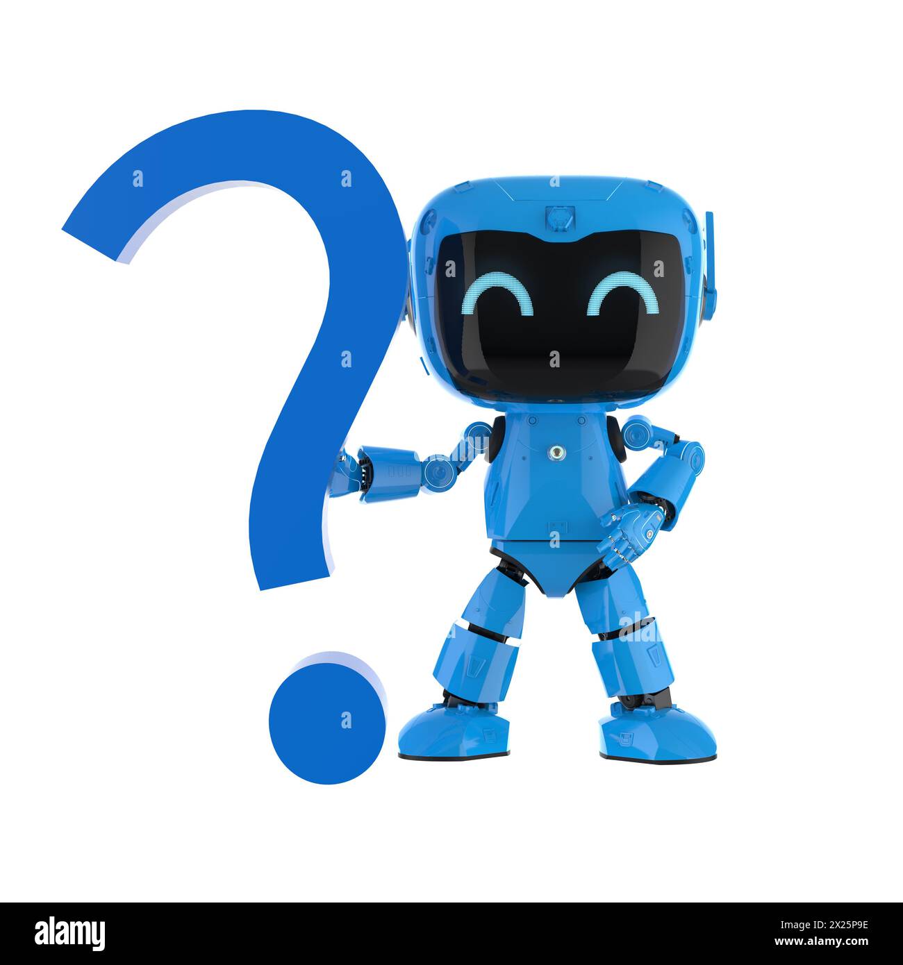Automation customer support concept with 3d rendering personal assistant robot with question ...