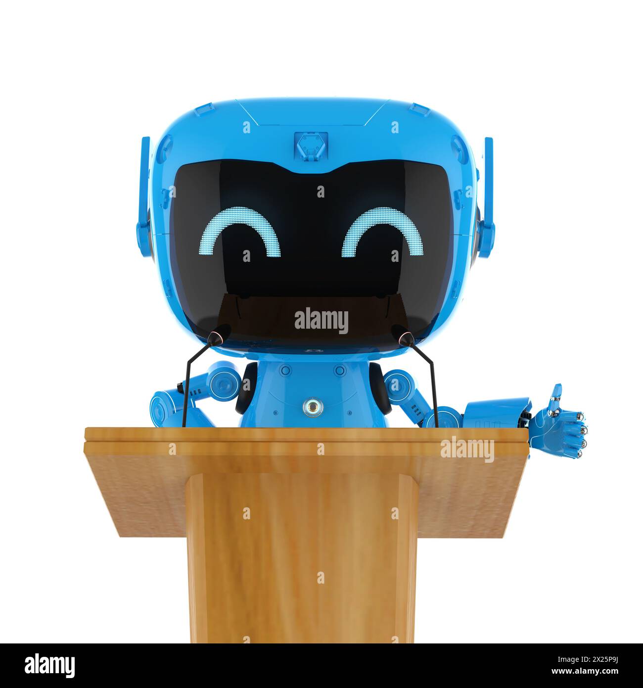 3d rendering robotic public speaker speaking on podium Stock Photo - Alamy
