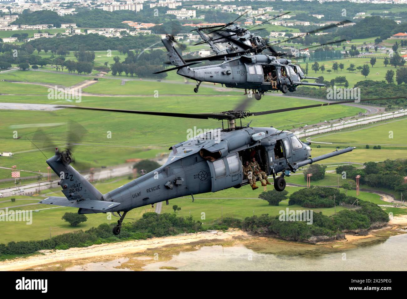 U.S. Air Force HH-60G Pave Hawks assigned to the 33rd Rescue Squadron ...