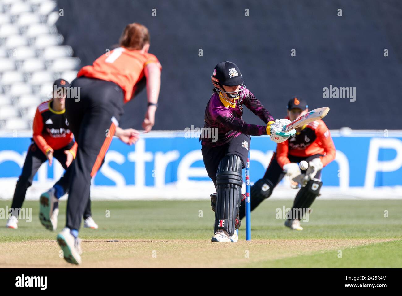 Birmingham, UK. 20th Apr, 2024. Central Sparks Chloe Brewer in action ...