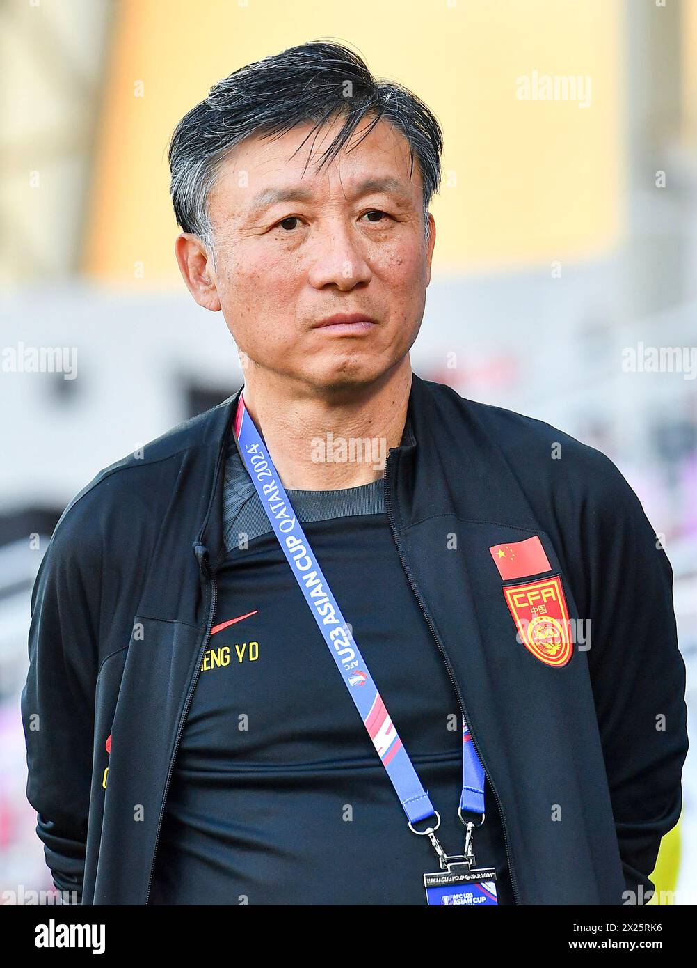 Doha, Qatar. 19th Apr, 2024. China's head coach Cheng Yaodong looks on ...