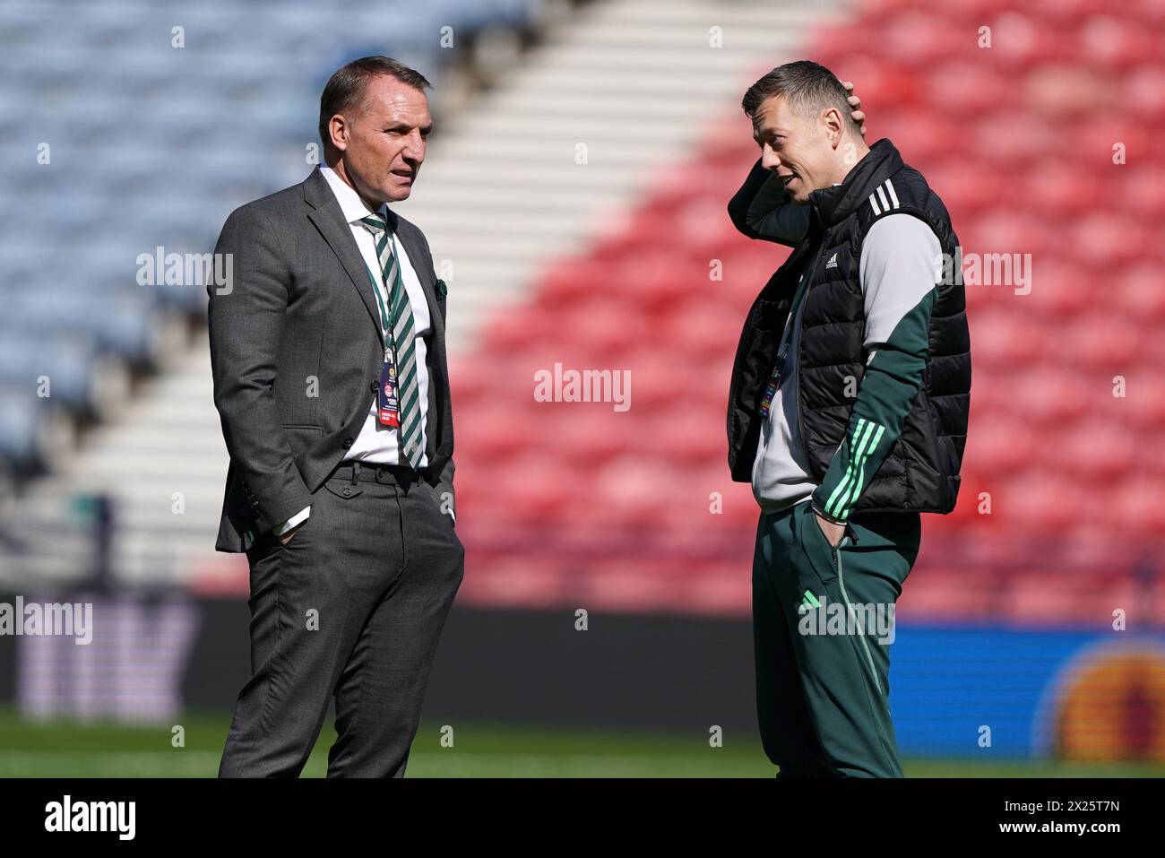 Celtic manager Brendan Rodgers with Callum McGregor before the Scottish Gas Scottish Cup semi ...