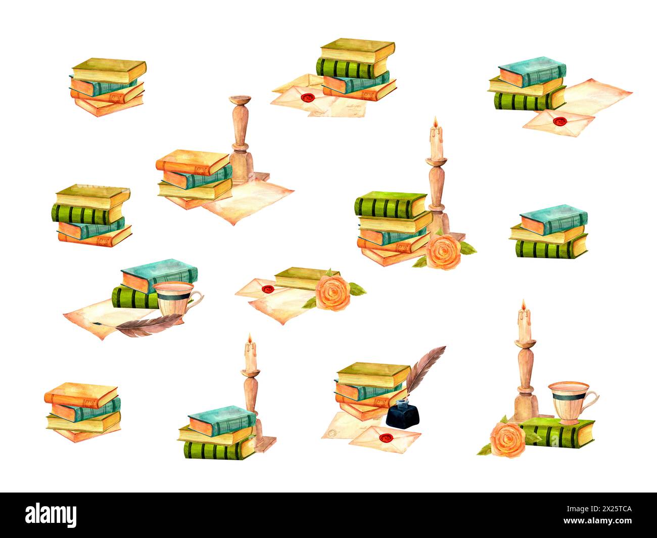 Antique books, envelopes, writing supplies, reading materials. Vintage ...