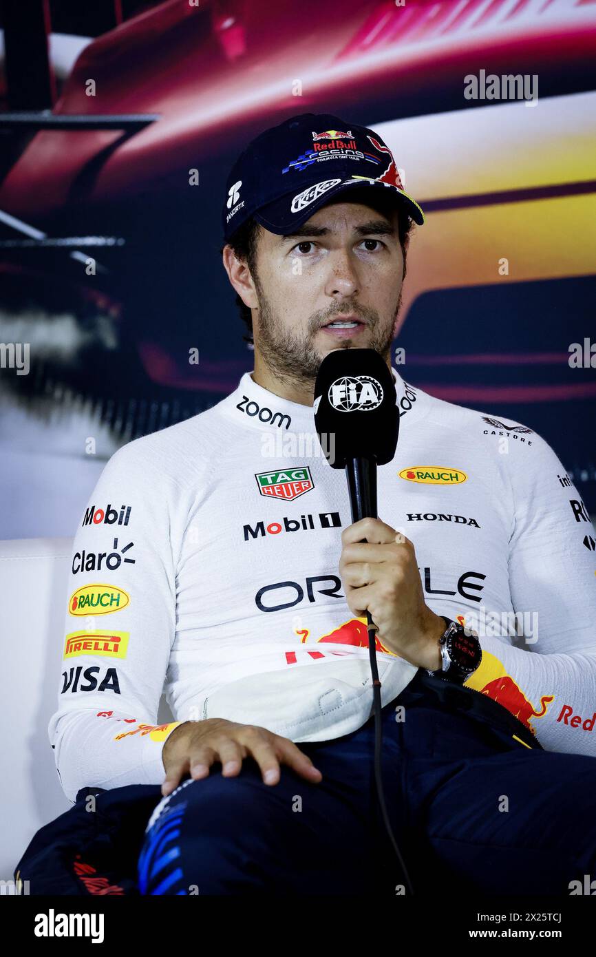 PEREZ Sergio (mex), Red Bull Racing RB20, portrait press conference during the Formula 1 Lenovo ...