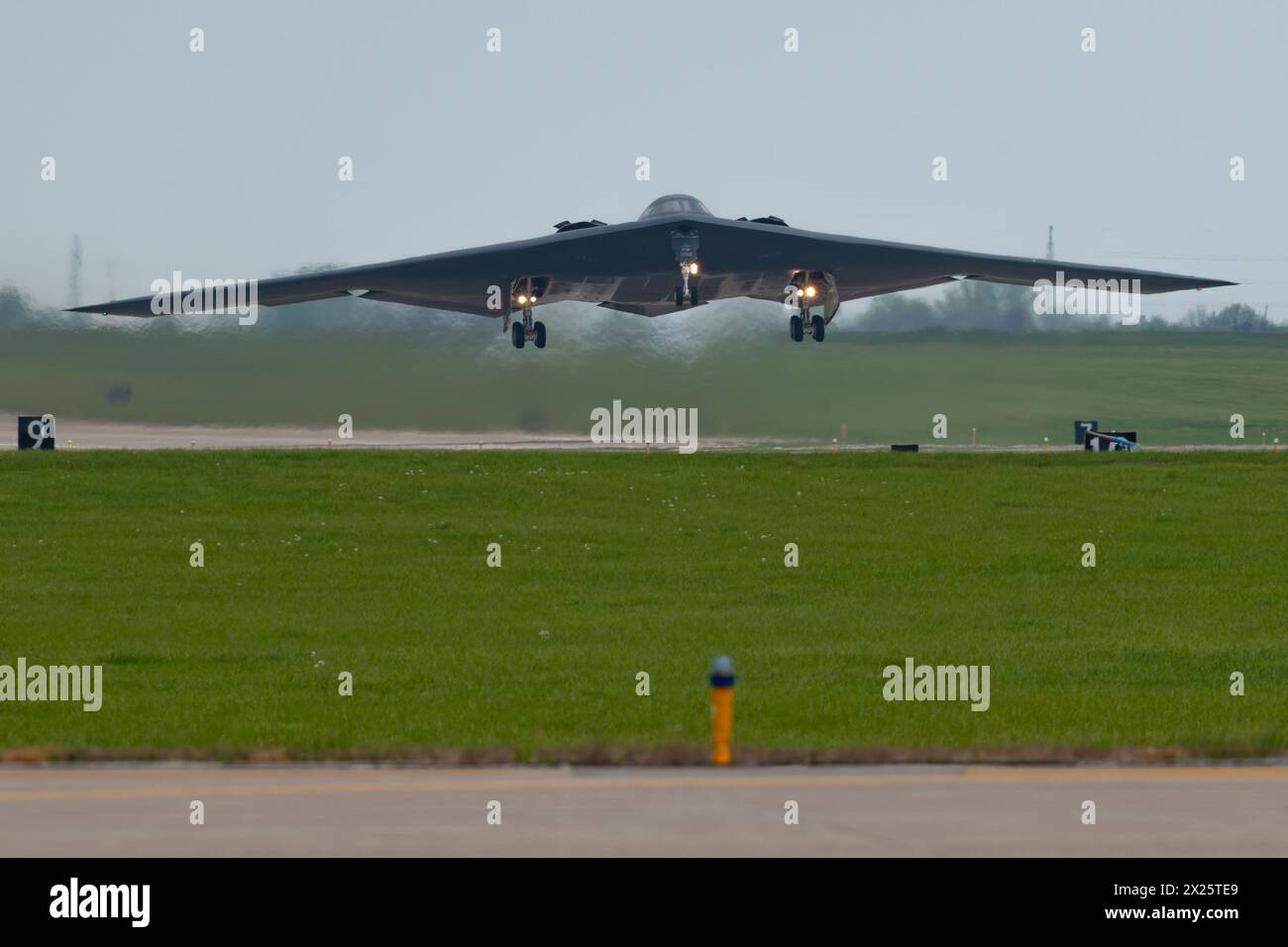 A B-2 Spirit stealth bomber assigned to the 509th Bomb Wing takes off ...