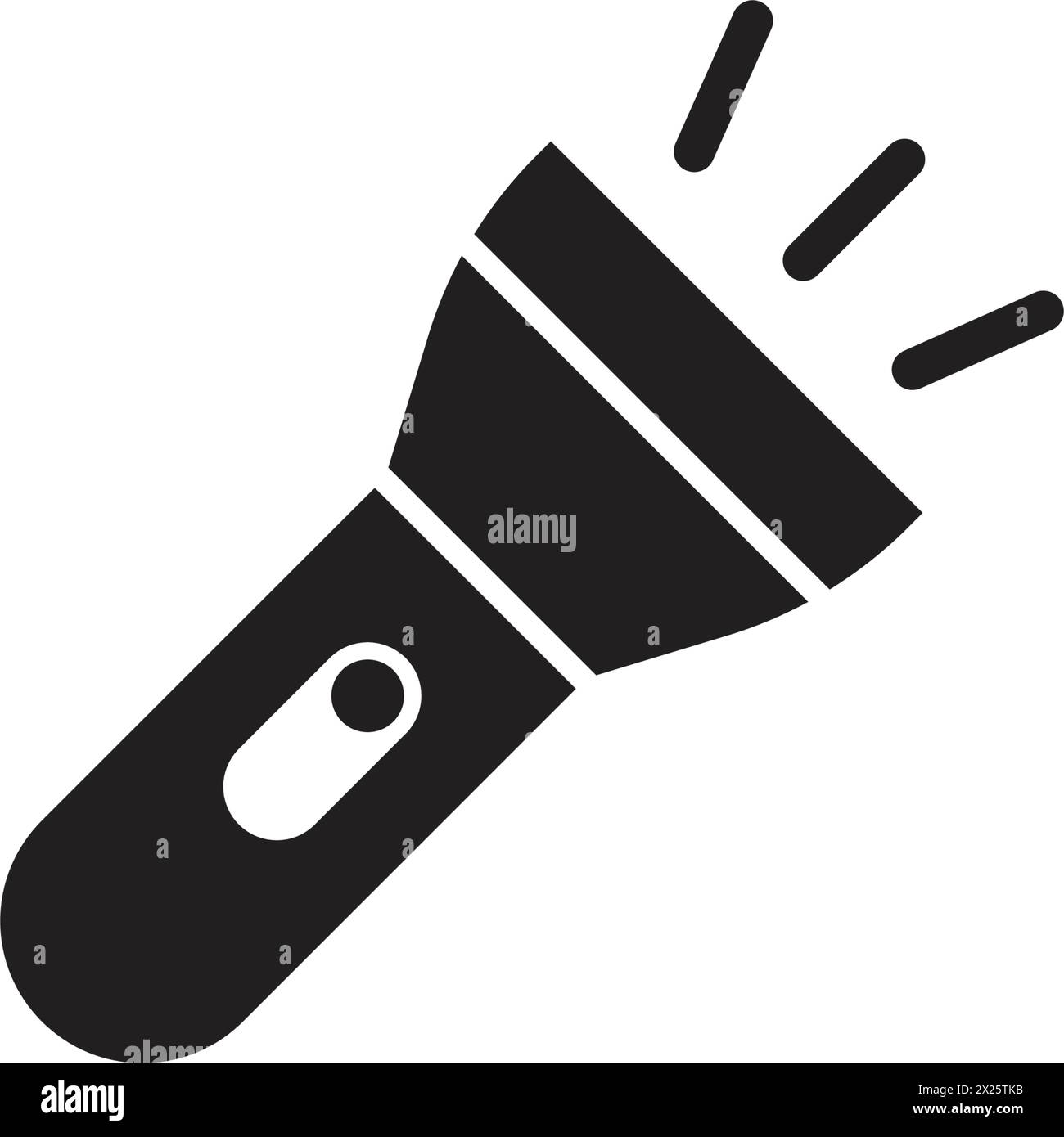 Flashlight icon in flat style. Electric lamp vector illustration on ...