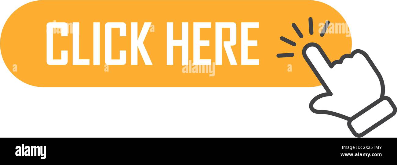 Click here banner icon in flat style. Ecommerce vector illustration on ...