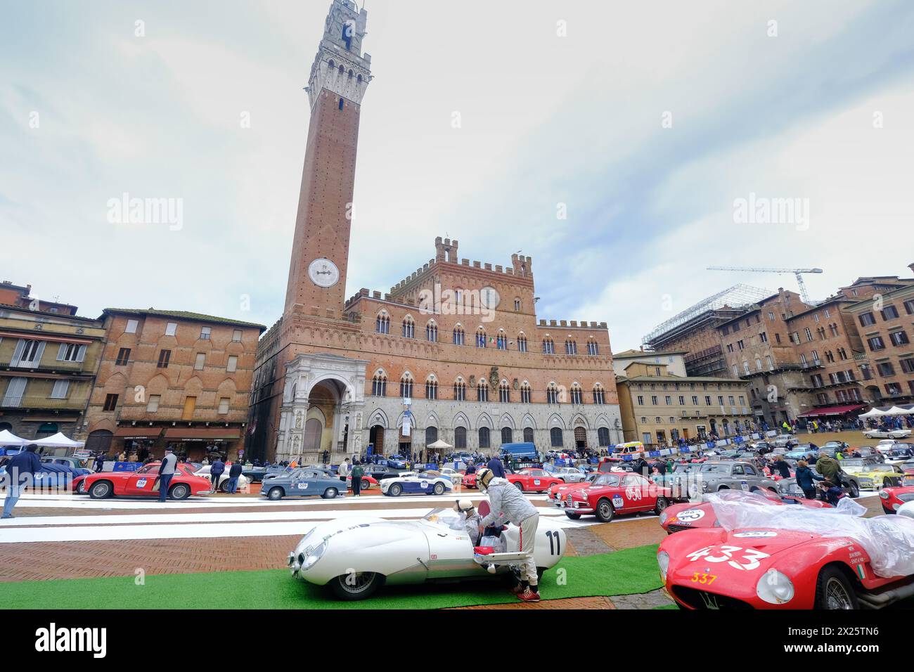 Vintage and historic cars park in Piazza del Campo square participating ...