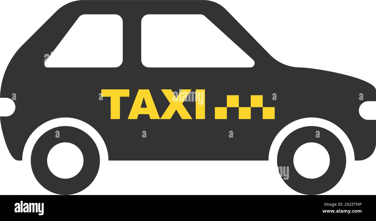 Taxi service icon in flat style. Cab vector illustration on isolated ...