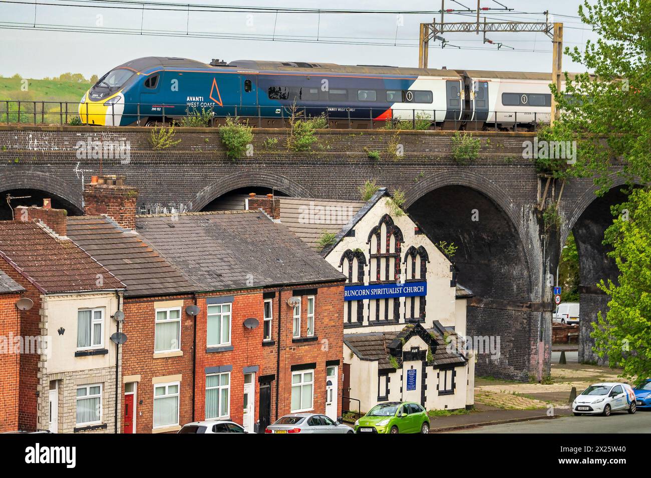 An Avanti Pendolino tilting train seen passing over the viaduct at ...