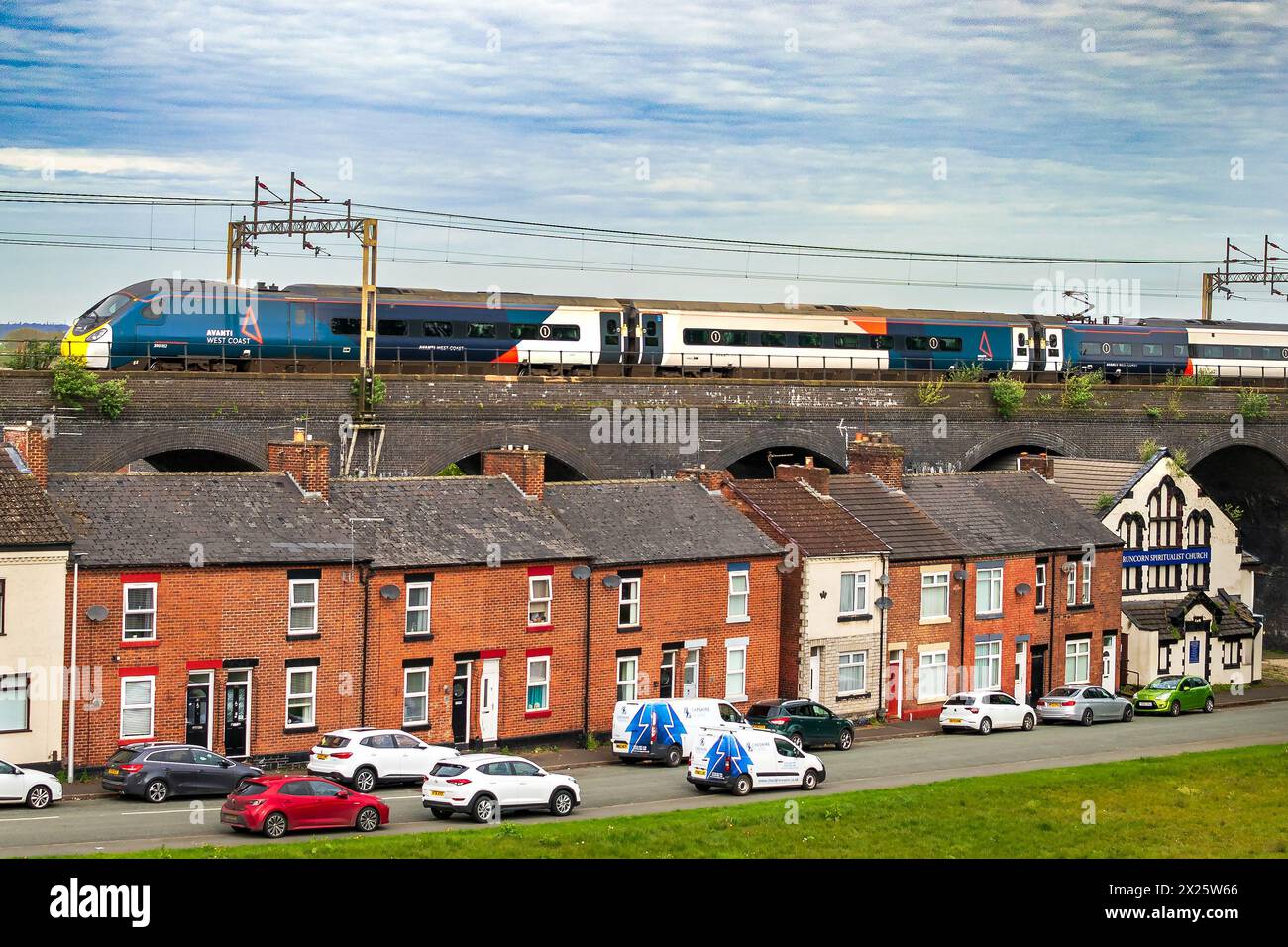 An Avanti Pendolino tilting train seen passing over the viaduct at ...