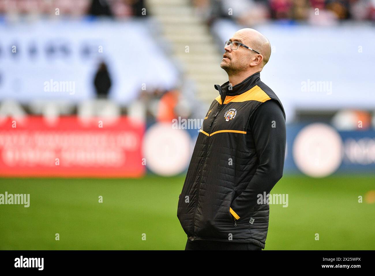 Wigan, England - 19th April 2024 Castleford Tigers’ coach Craig Lingard ...