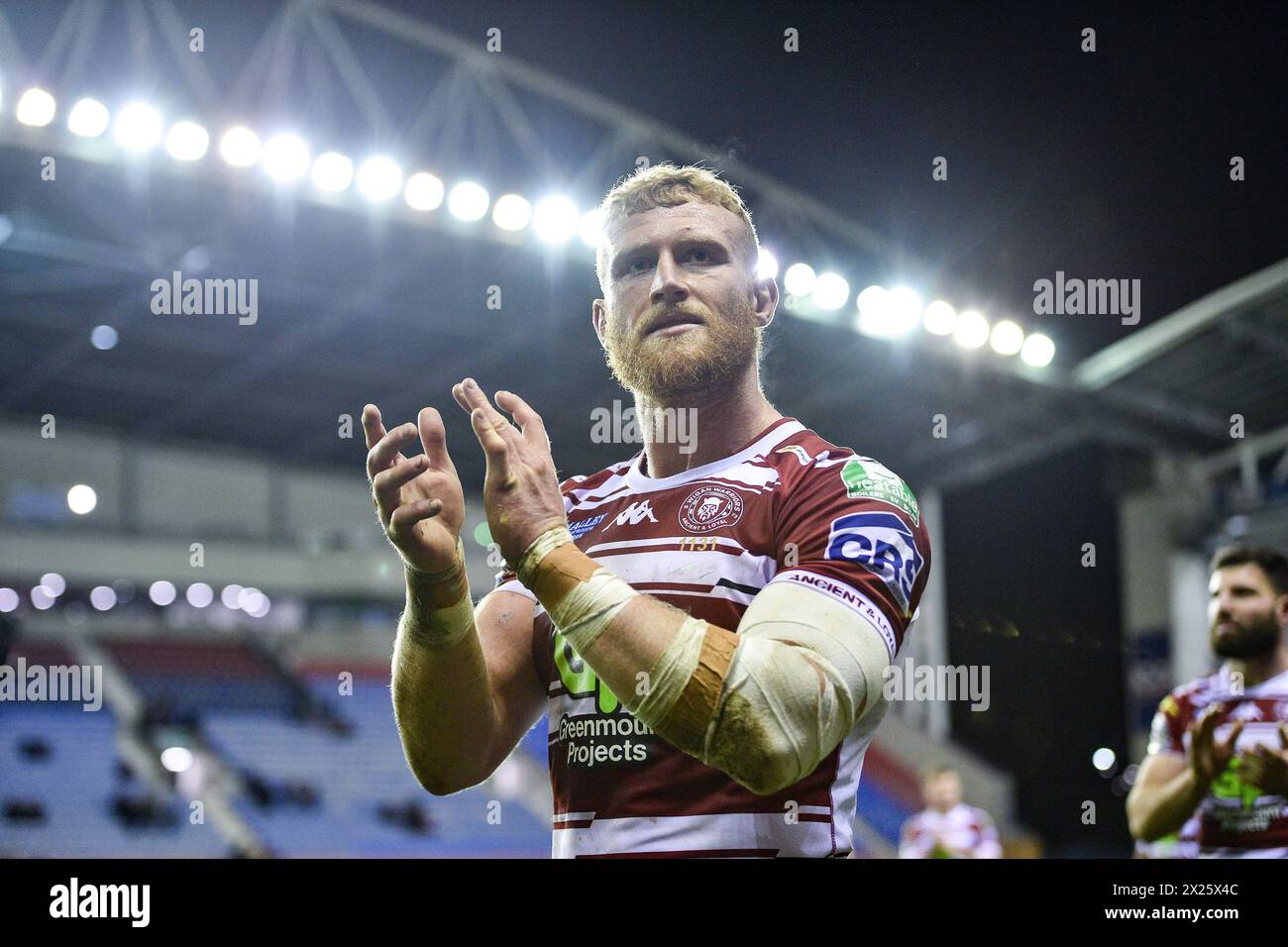 Wigan, England - 19th April 2024 Luke Thompson of Wigan Warriors. Rugby ...