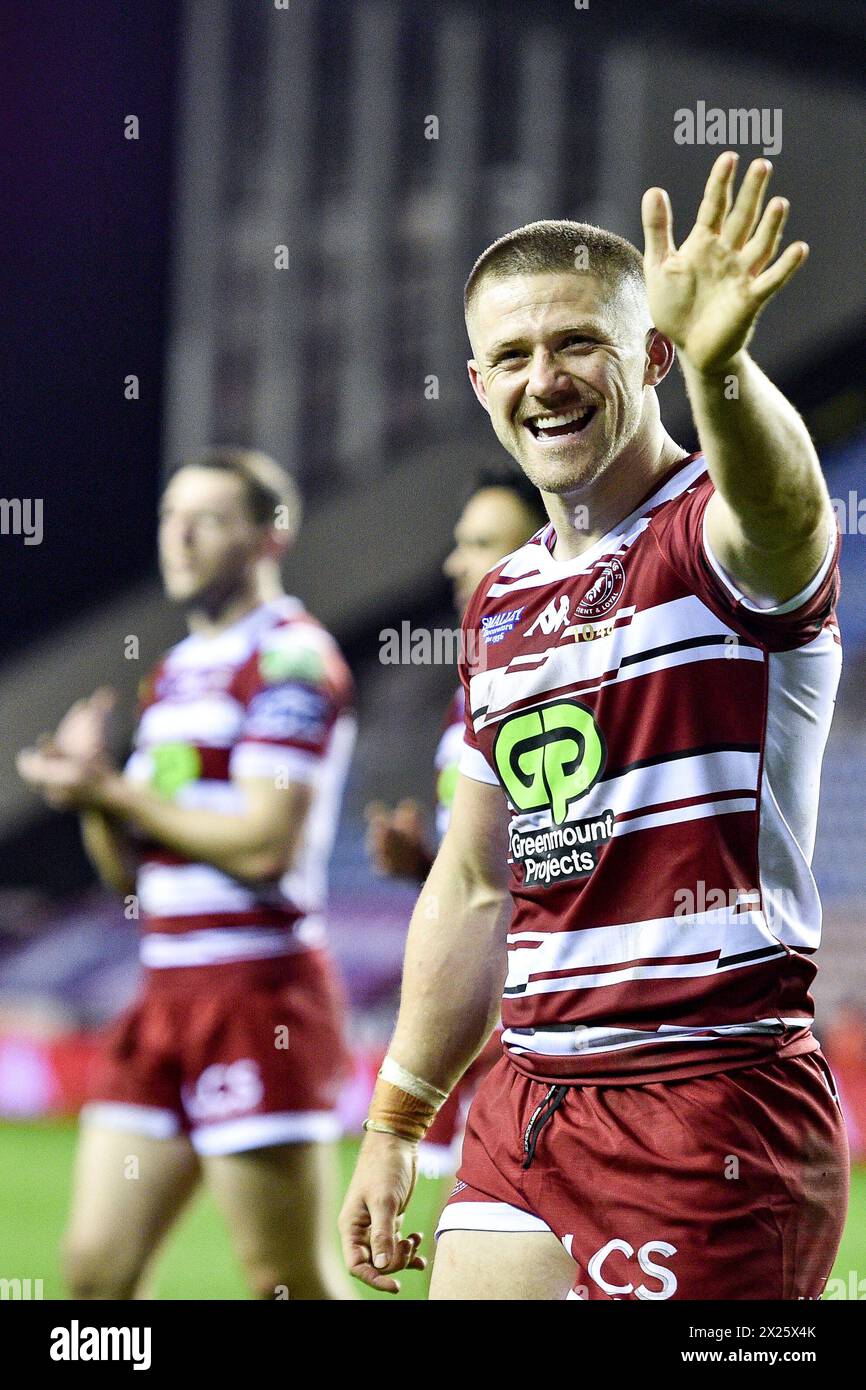 Wigan, England - 19th April 2024 Ryan Hampshire of Wigan Warriors ...