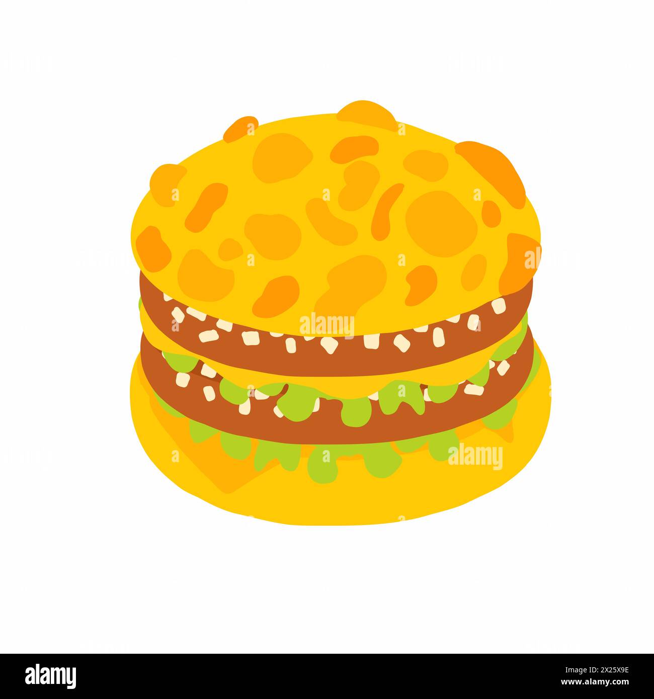 Big burger with cheese bun, double pork cutlets and double cheese, cut ...