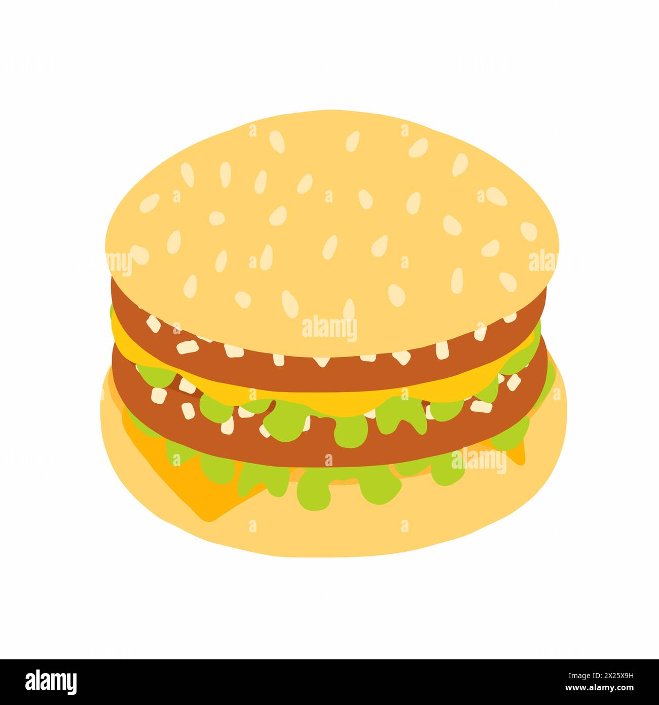 Big burger with double pork cutlets and double cheese, cut onion and ...