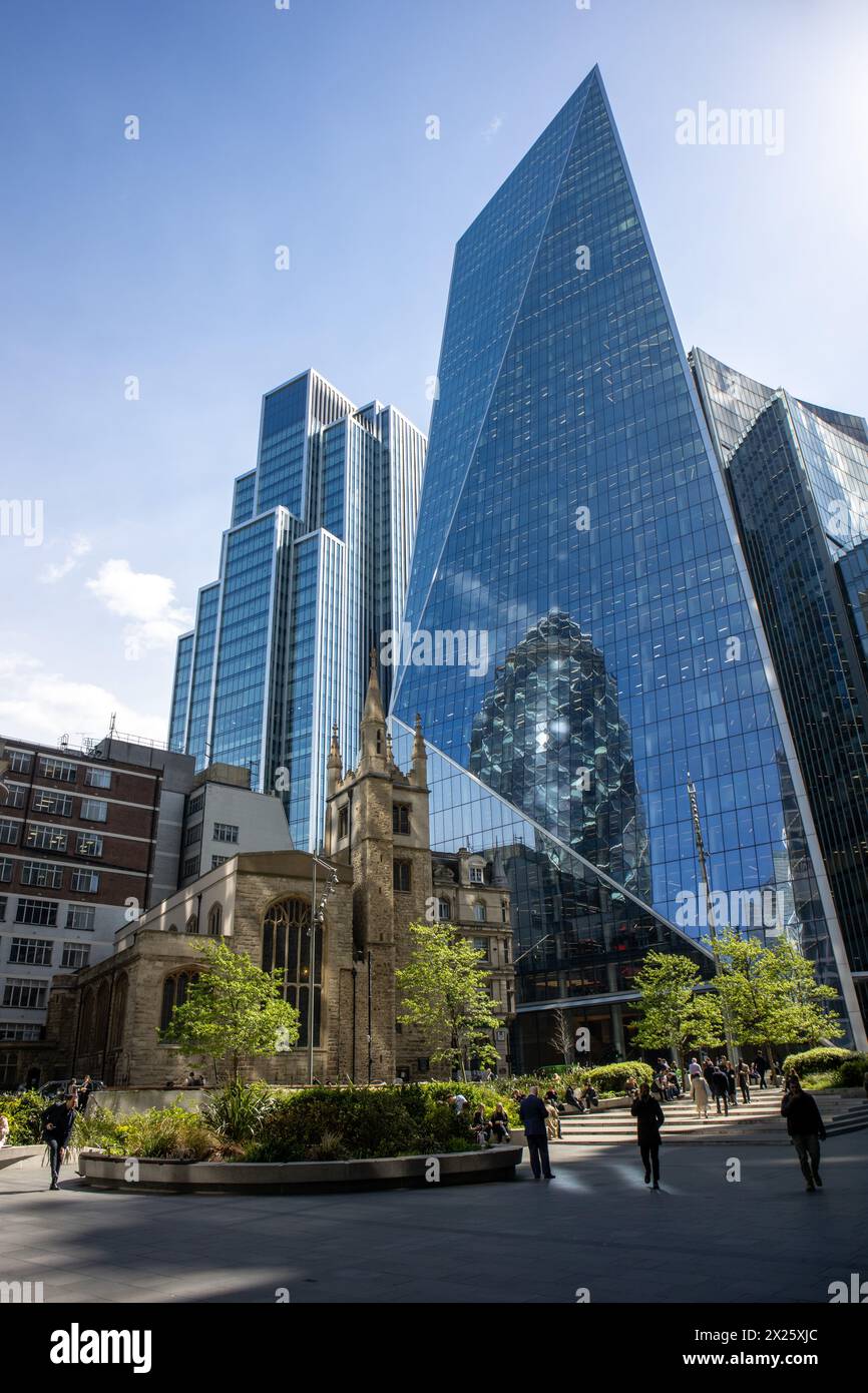 The Scalpel and St Andrew Undershaft Church in London, UK Stock Photo ...