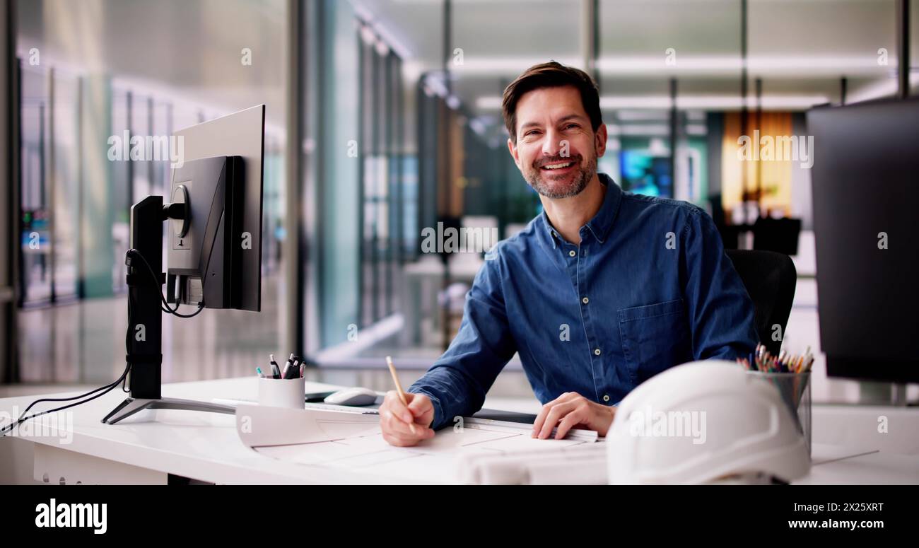 Civil Engineer Drawing Architecture Plan And Construction Design Stock ...