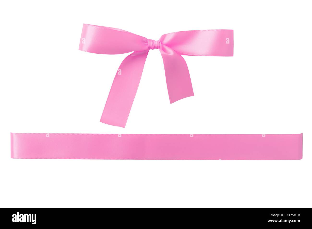 Pink ribbon with bow isolated on white background, template Stock Photo ...