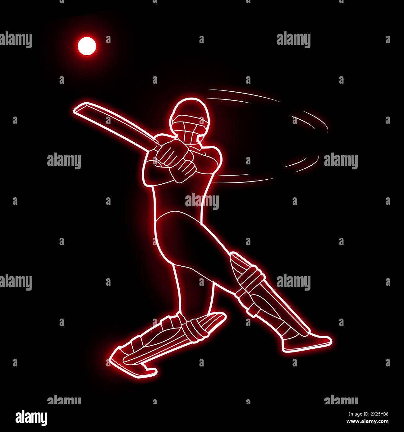 Cricket player neon vector art green, blue, red. Cricket batsman neon ...