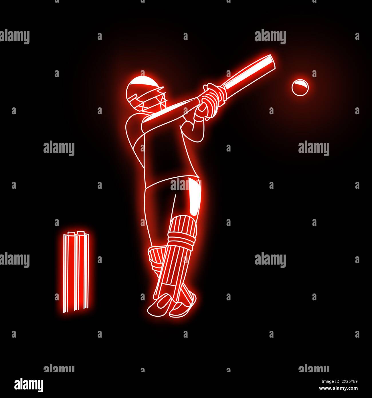 Cricket player neon vector art green, blue, red. Cricket batsman neon ...