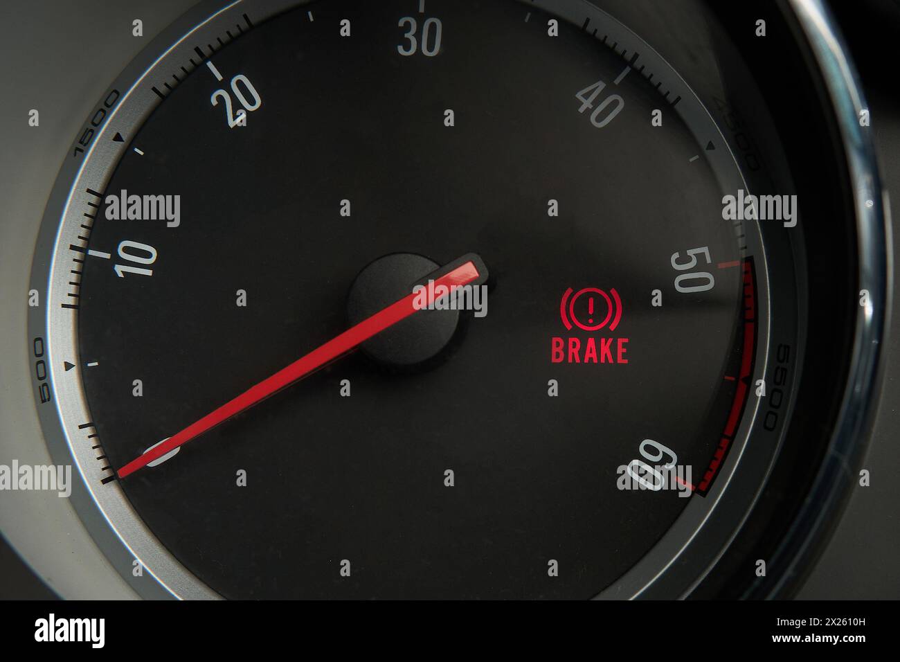 Brake error light illuminated on dashboard Stock Photo - Alamy