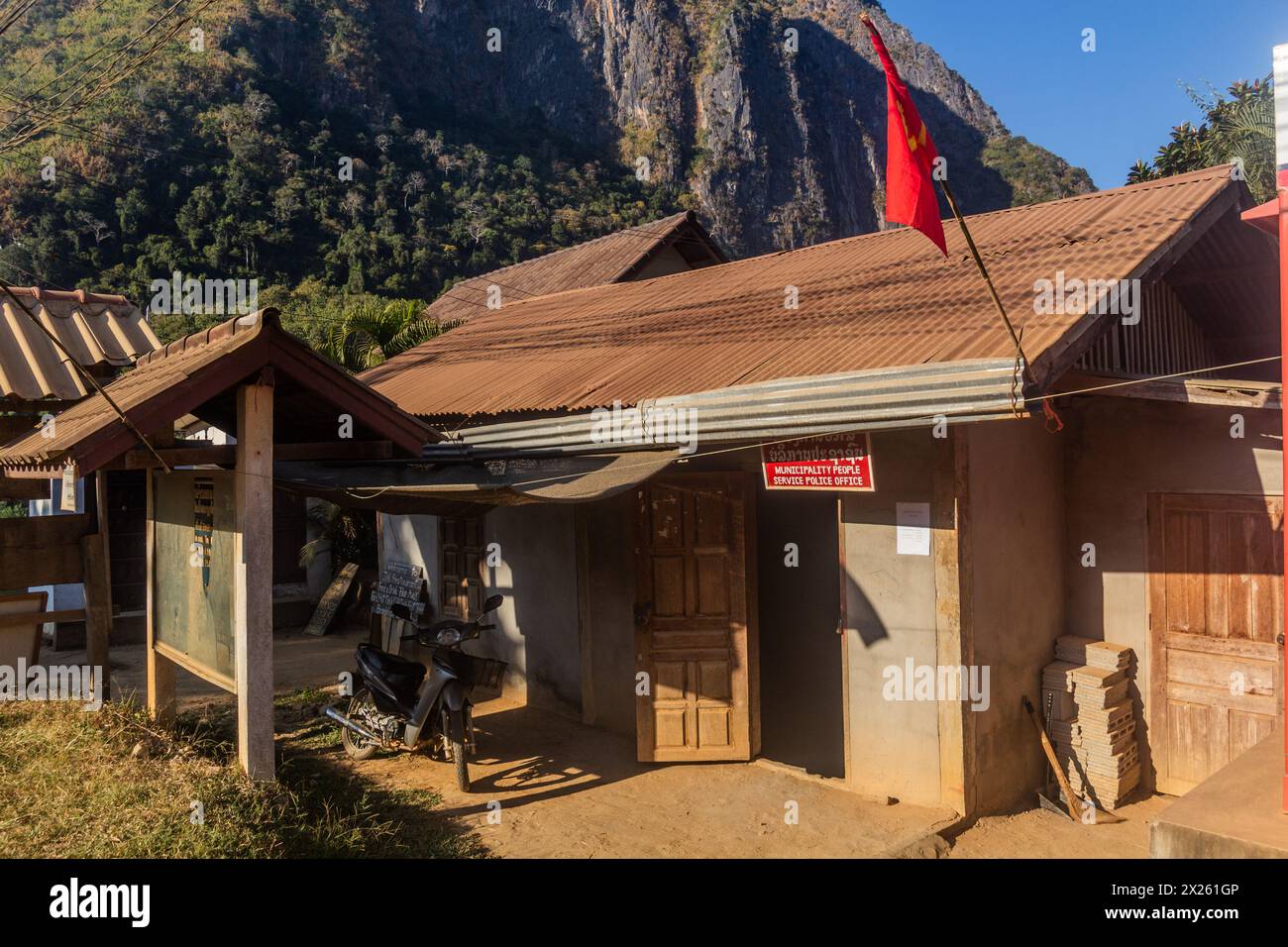 NONG KHIAW, LAOS - NOVEMBER 26, 2019: Police station in Nong Khiaw ...