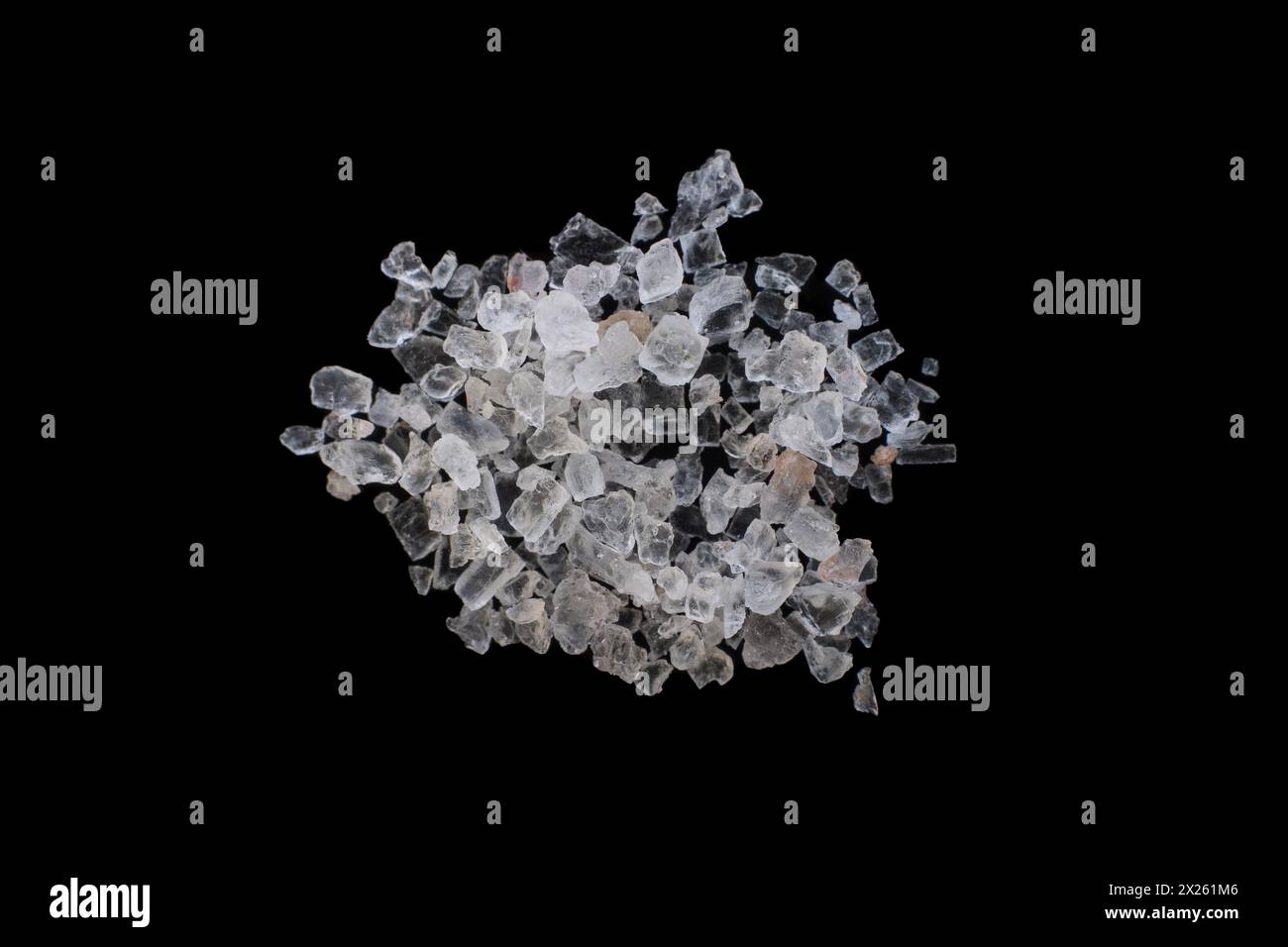 Pile of Himalayan salt pieces from above in close-up detail isolated ...