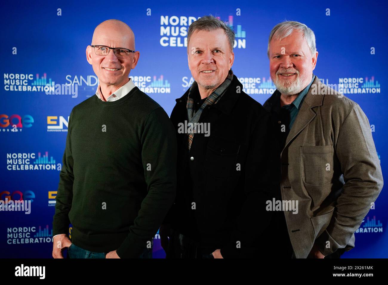 Oslo 20240420.Herreys, from left: Louis, Richard and Per, at a press ...