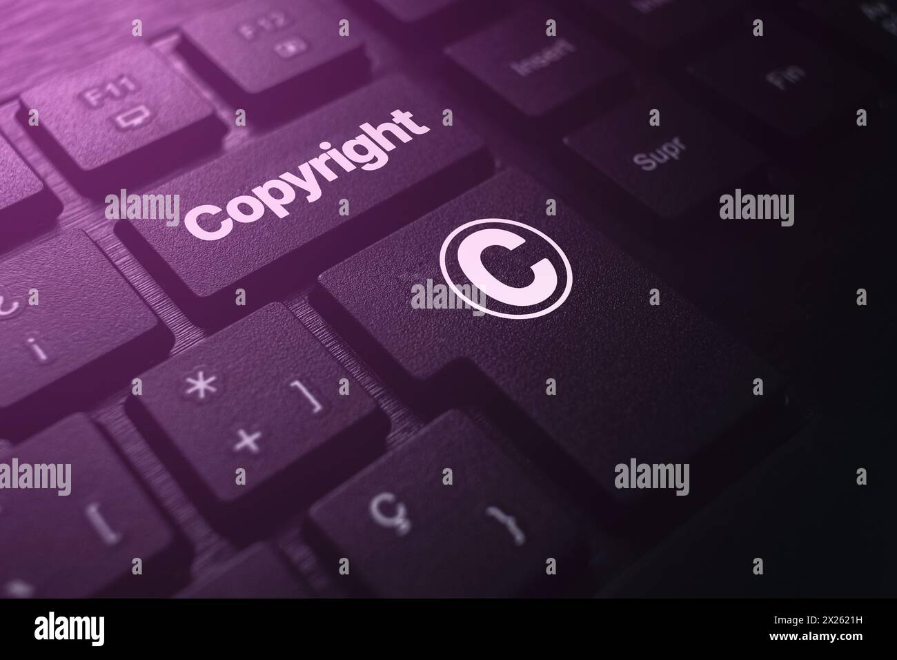 PC keyboard with copyright concept on button and intellectual property ...