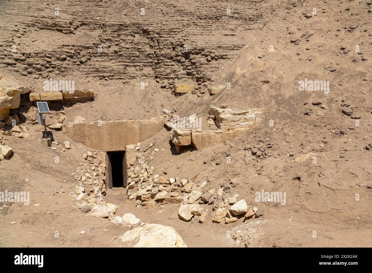 Egypt, Fayum, Hawara, entrance of the pyramid of Amenemhat III Stock ...