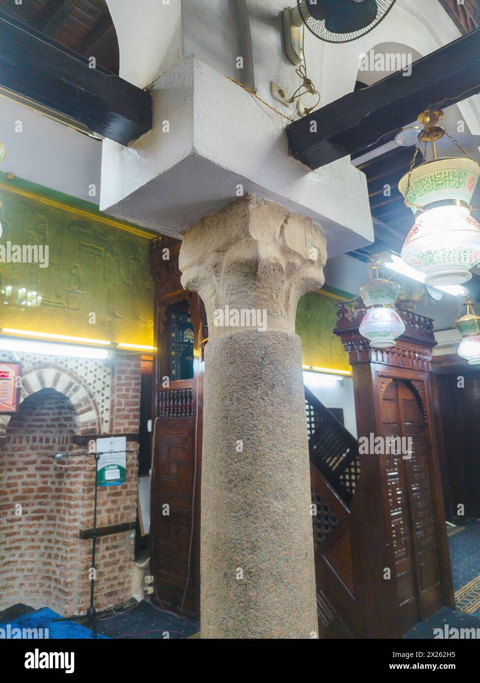 Egypt, Luxor temple, Abu el Haggag mosque, pharaonic column Stock Photo ...