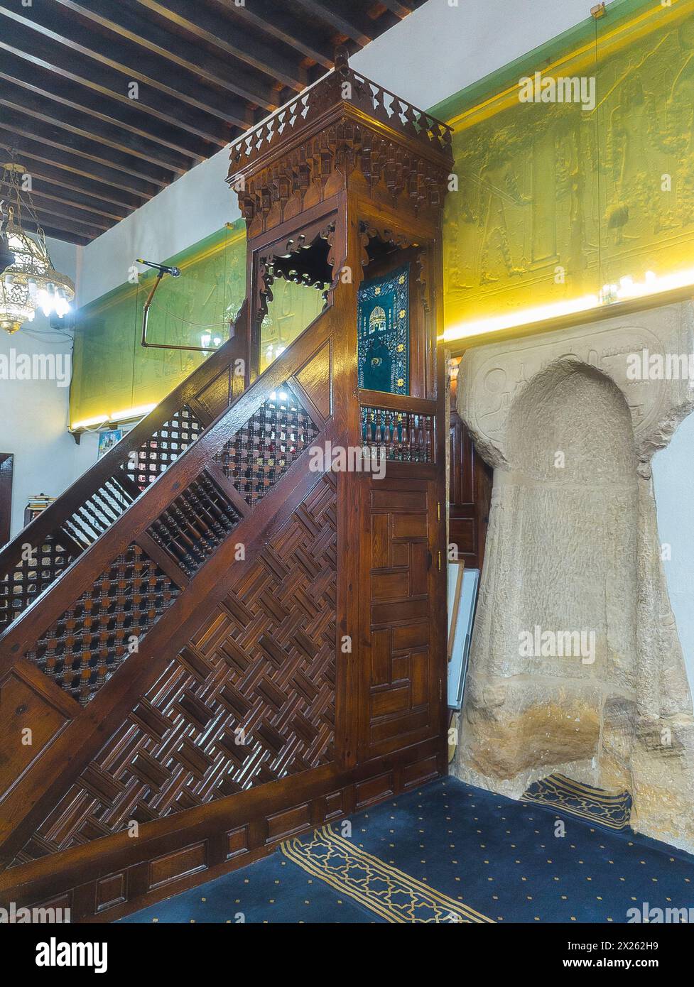 Egypt, Luxor temple, Abu el Haggag mosque, the minbar and a dug ...