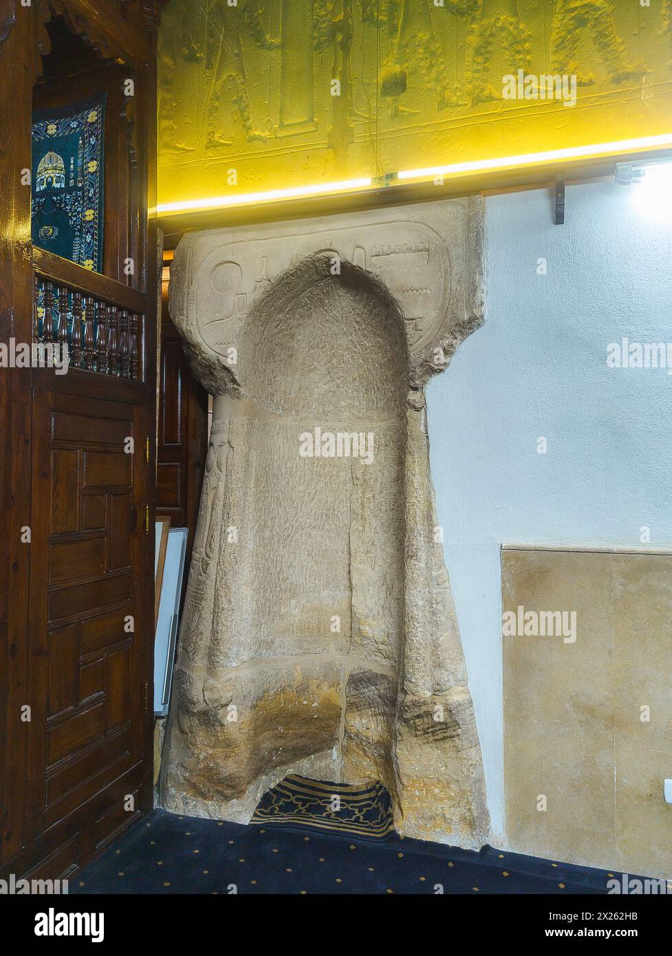 Egypt, Luxor temple, Abu el Haggag mosque, a dug pharaonic column ...