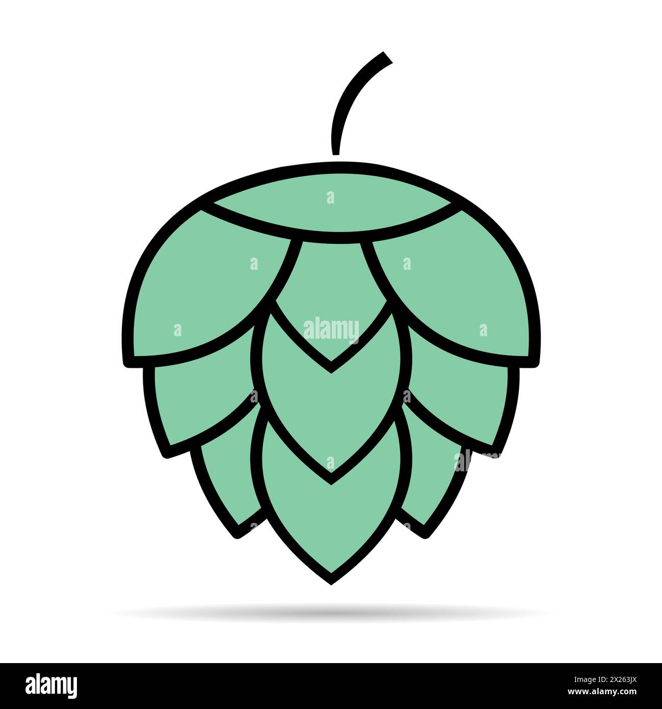 Hop icon beer shadow cone leaf sign,pub herb design, nature seed vector ...