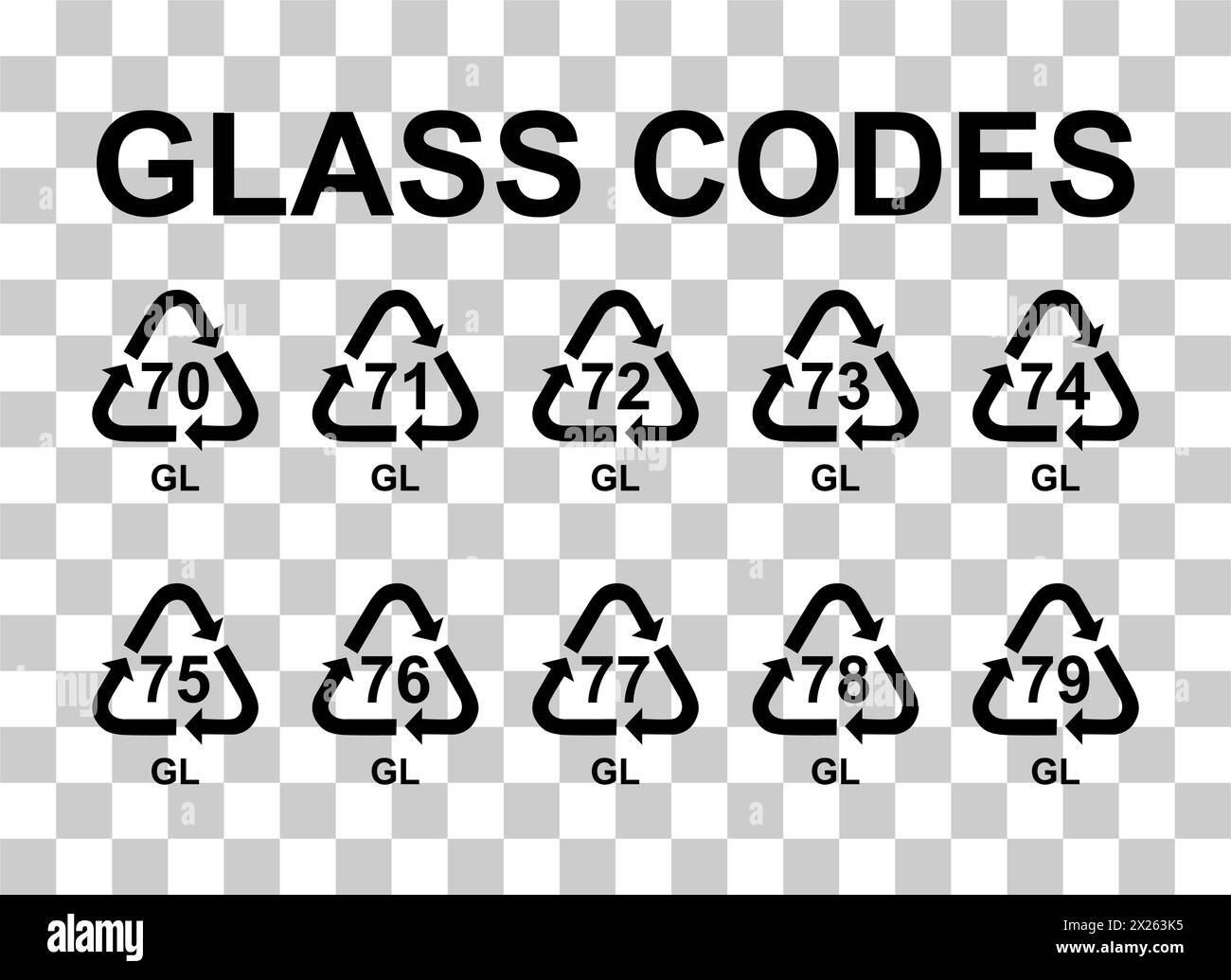 Set of Glass symbol, ecology recycling sign isolated on white ...