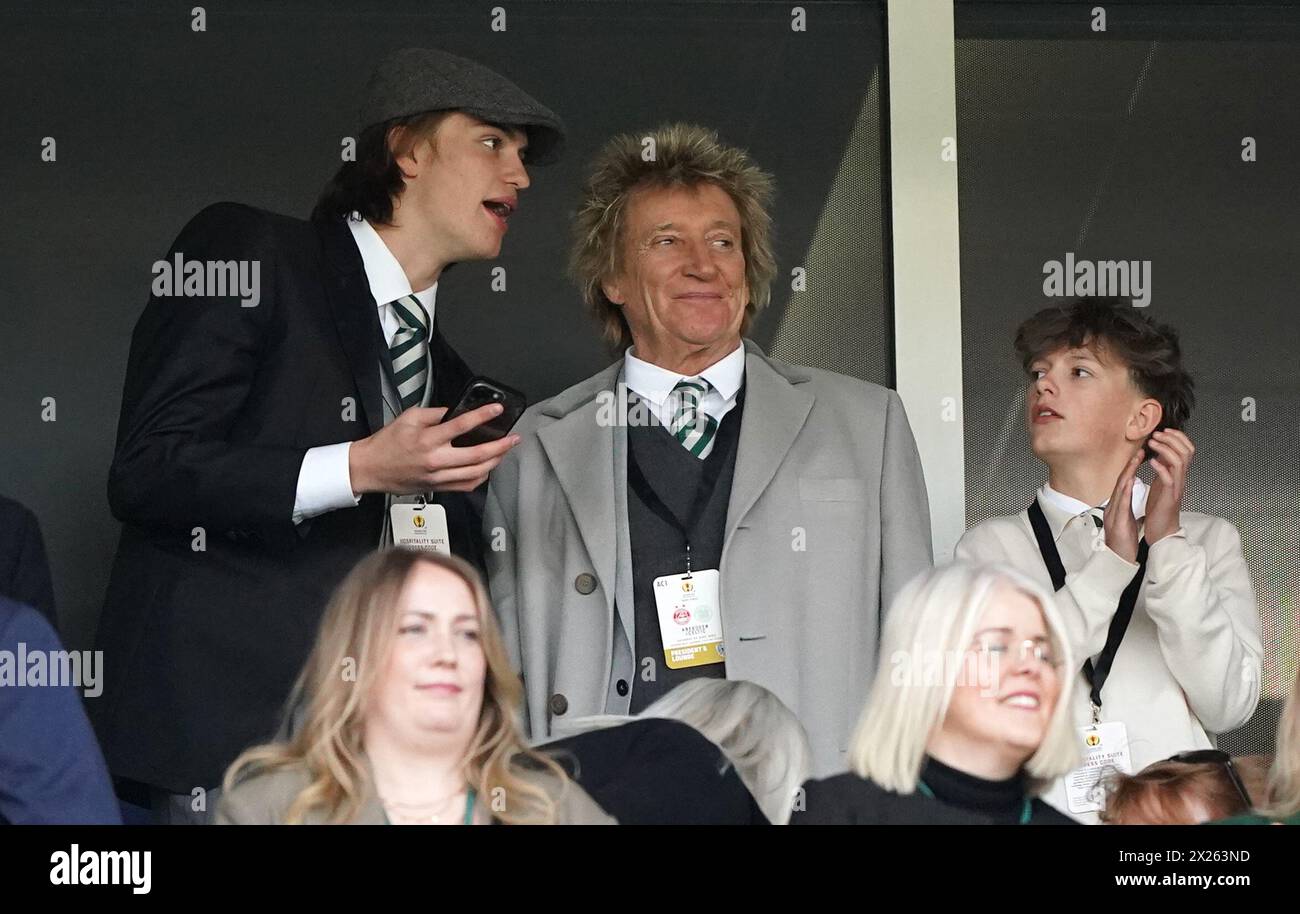 Sir Rod Stewart with sons Alastair (left) and Aiden in the stands ...