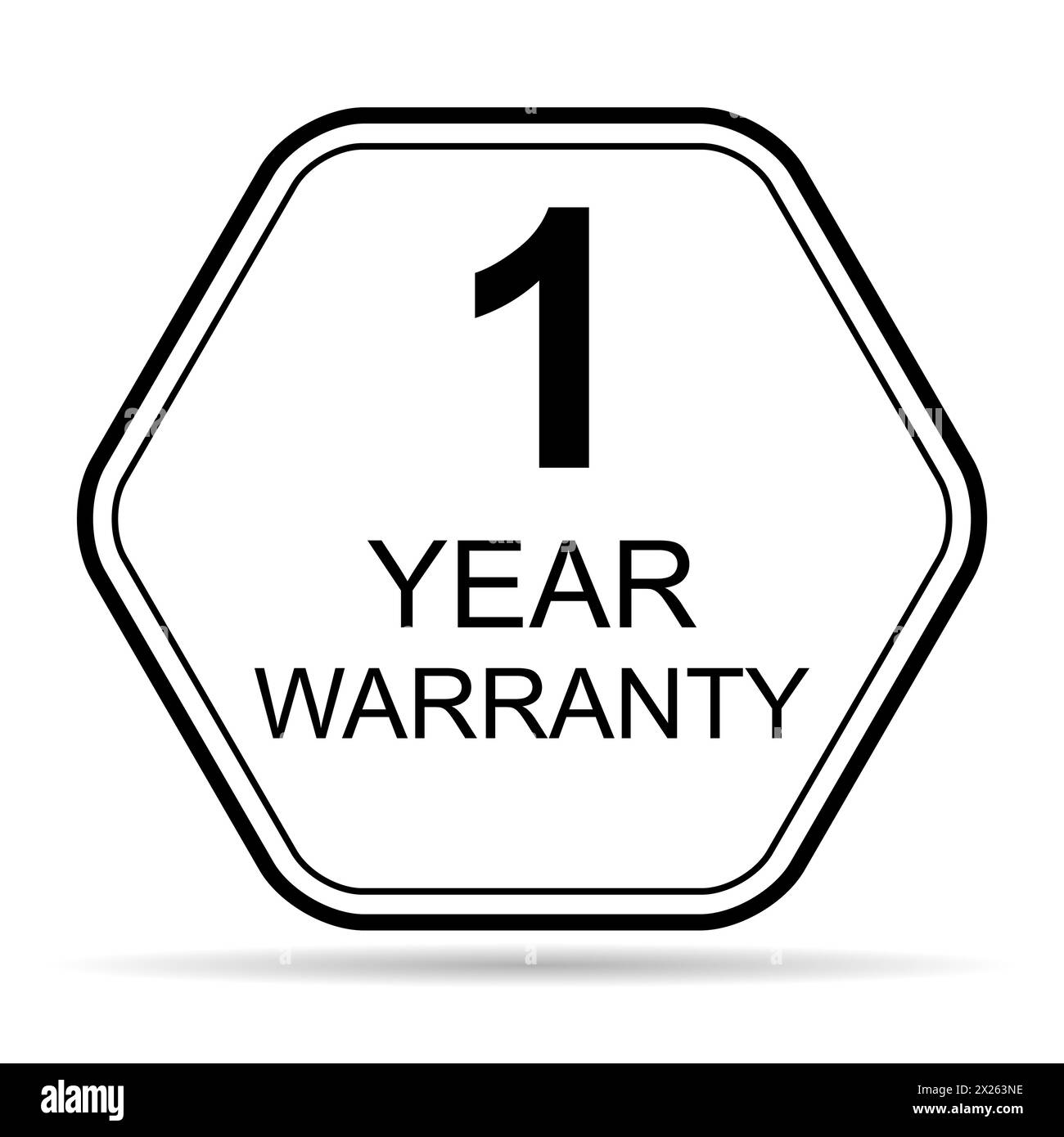 One year warranty shadow icon, badge seal guarantee certificate ...
