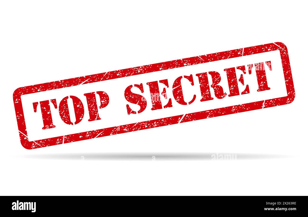 Top secret stamp shadow symbol, label sticker sign button, text banner ...