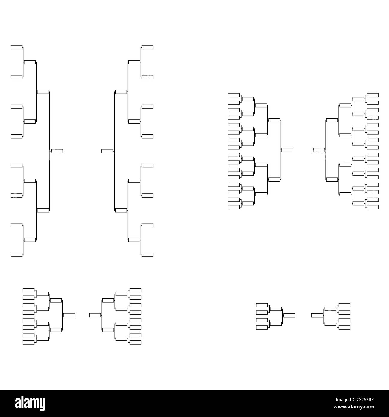 Set of Bracket sport tournament, blank elimination event sign, playoff ...