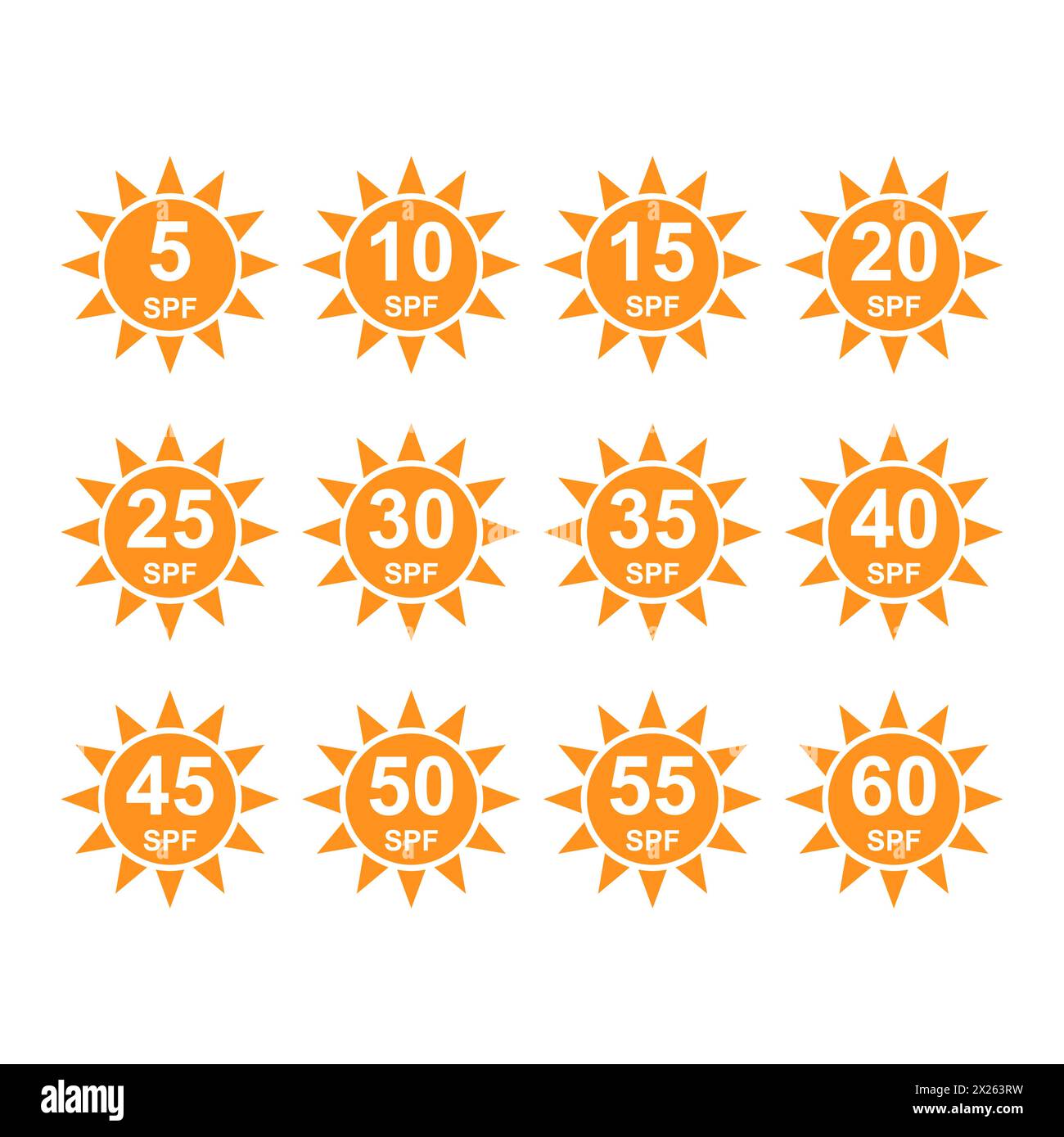 Set of Sun protection factor icon, uv radiation block symbol, sun ...