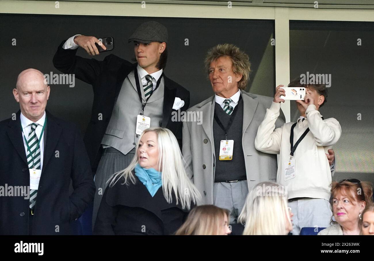 Sir Rod Stewart with sons Alastair (left) and Aiden in the stands ...